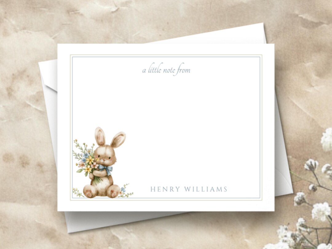 Baby Boy Bunny Notecards ~ Baby Shower Cards ~ Baby Stationery ~ Baby ...