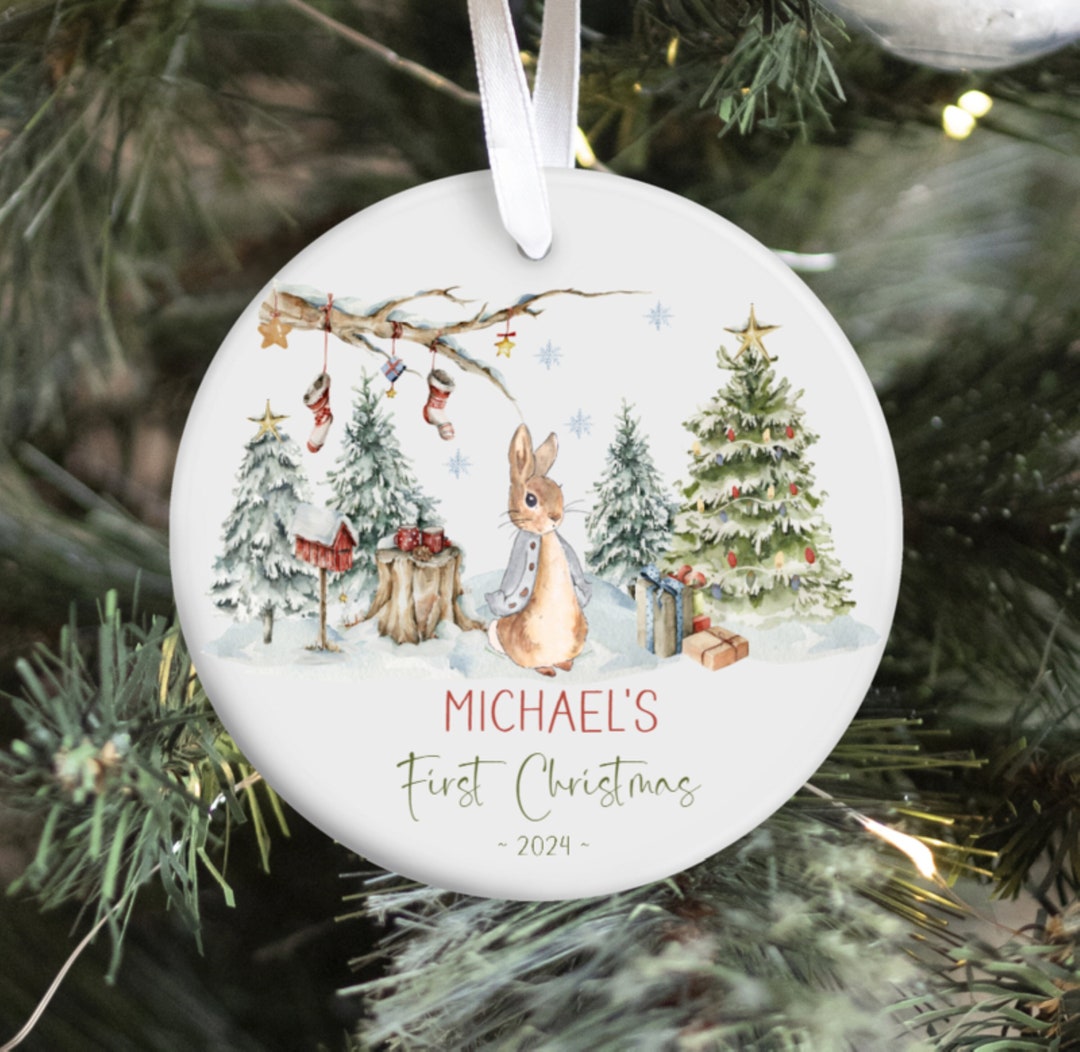 Peter Rabbit Ornament / Baby First Christmas Ornament / Personalized ...