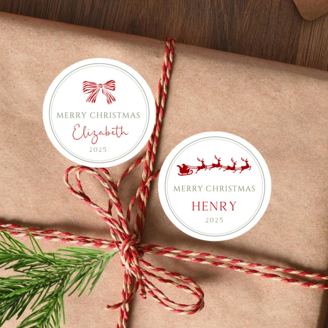 Name Gift Tag Labels ~ Christmas Gift Stickers ~ Personalized Tags ...