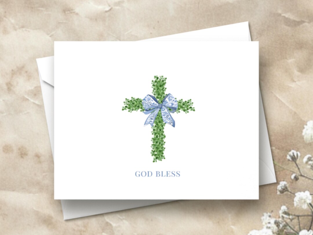 Faith Cards | Greenery Cross Notecards | God Bless Notecards | Praying ...