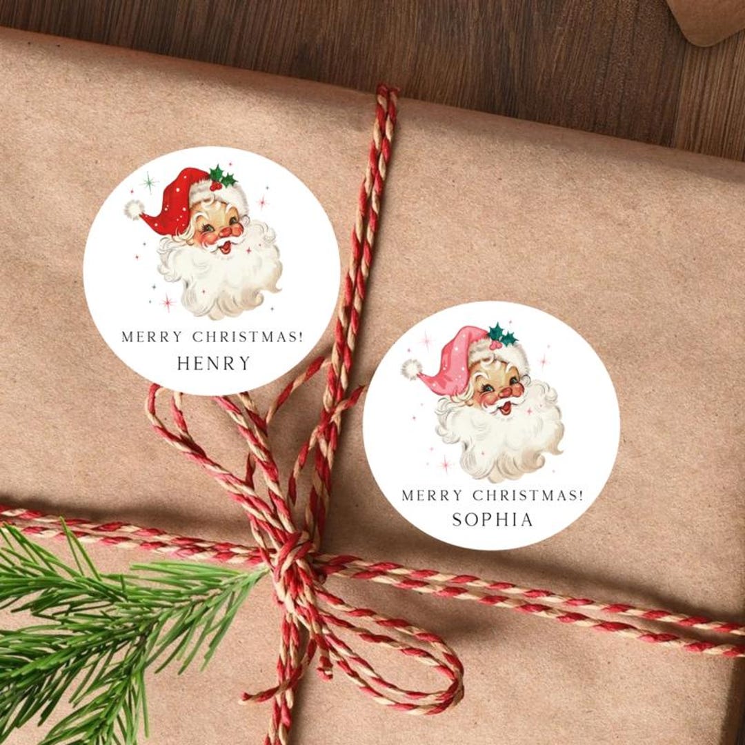 Santa Christmas Name Stickers ~ Kids Gift Labels ~ Christmas Gift ...