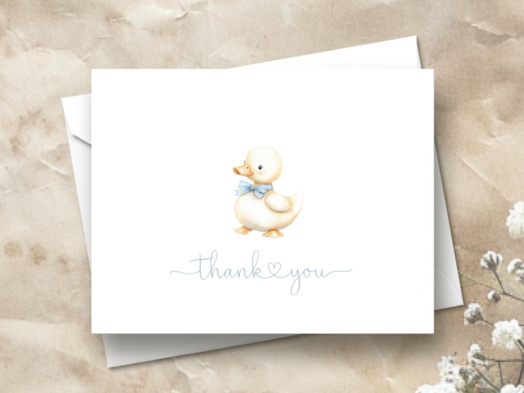 Baby Duck Thank You Cards | Pink or Blue | Farm Baby Shower Thank You ...