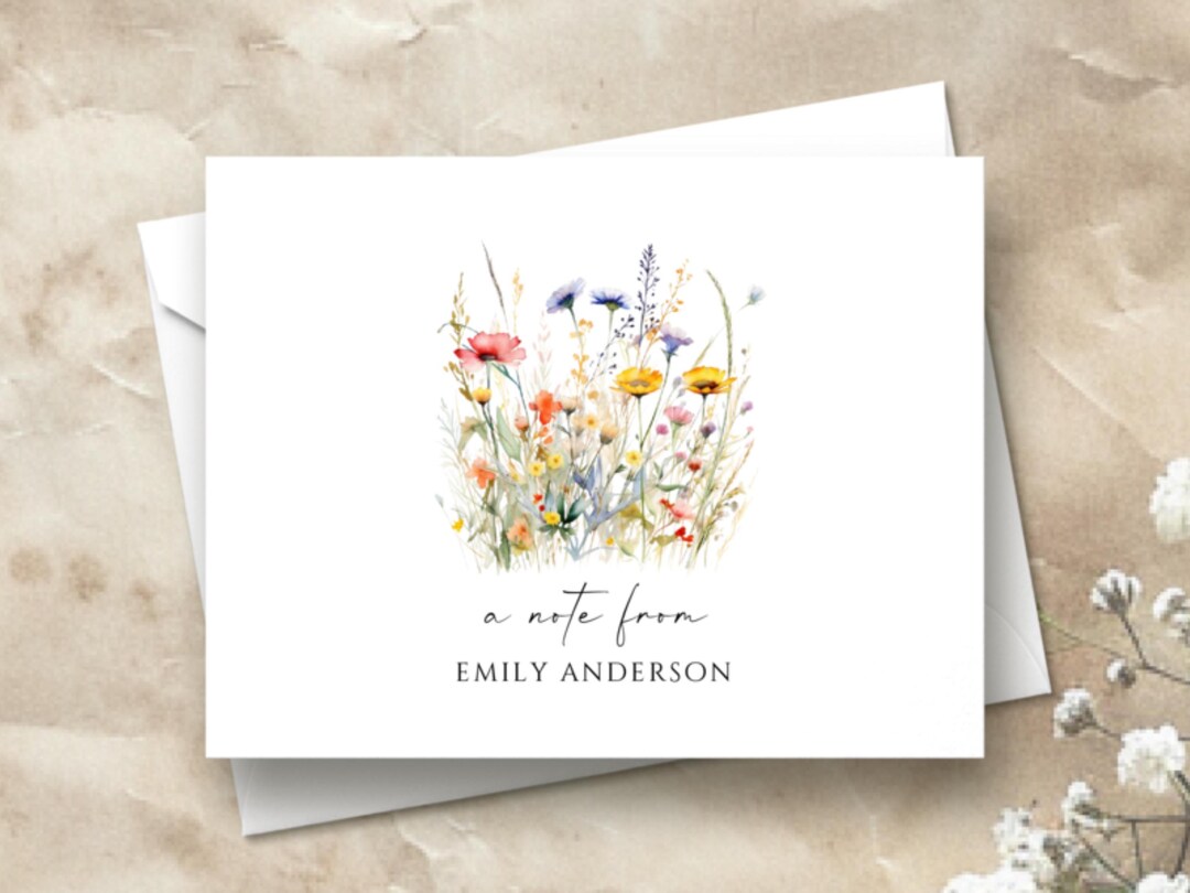 Personalized Wildflower Name Thank You Cards | Wildflower Note Cards ...