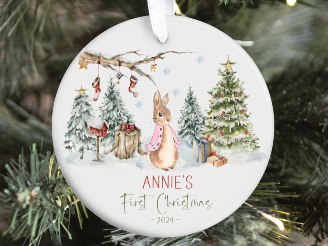 Pink Flopsy Peter Rabbit Ornament / Babys First Christmas Ornament ...