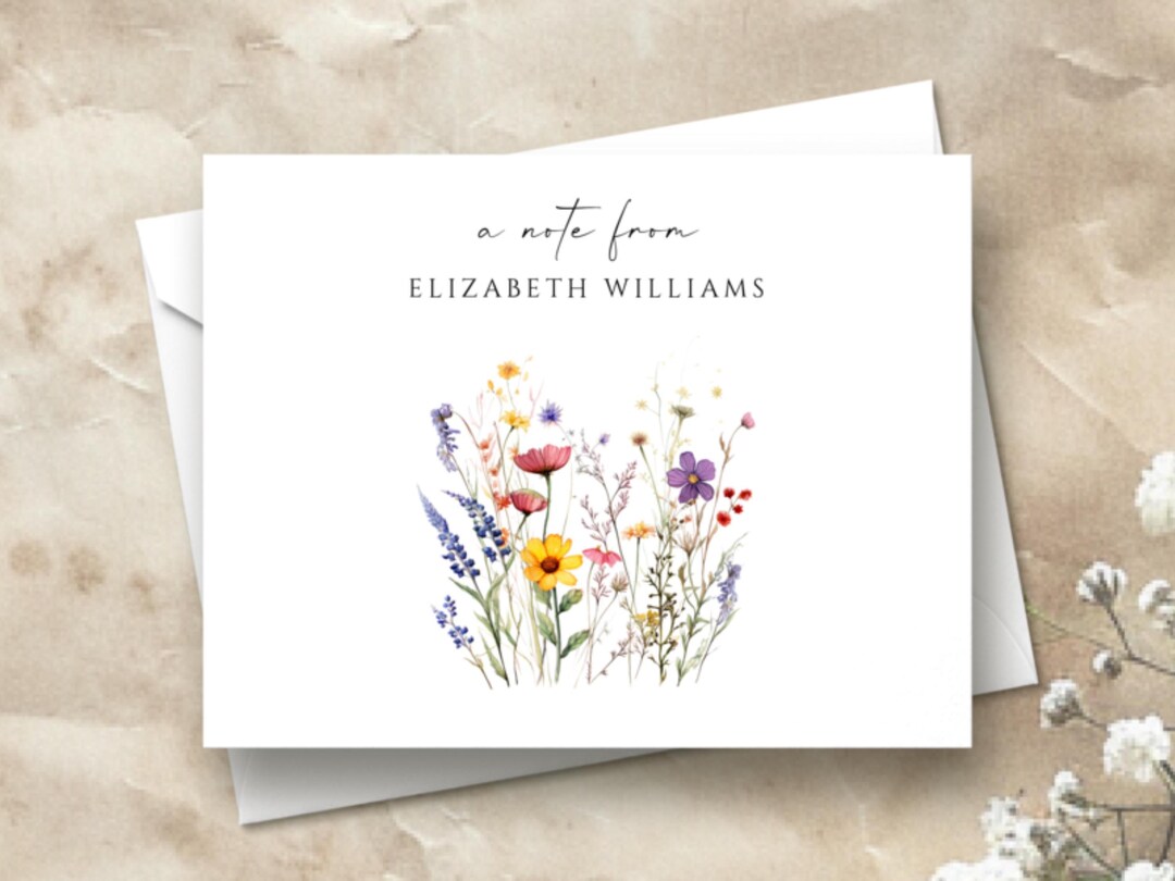 Personalized Wildflower Thank You Cards | Wildflower Note Cards ...