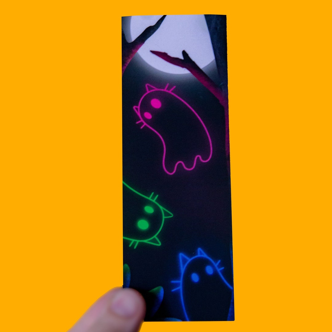 Spooky Halloween Neon Cats Velvet Soft Luxury Bookmark ~ Cute Planner ...