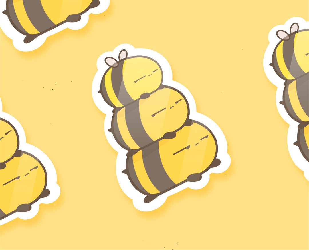 Cute Vinyl Bee Stack Die Cut Sticker ~ Waterproof Die Cut Sticker ...