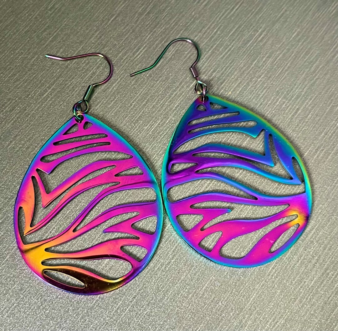 Handmade Metallic Rainbow Finish Stainless Steel Raindrop Sea - Etsy