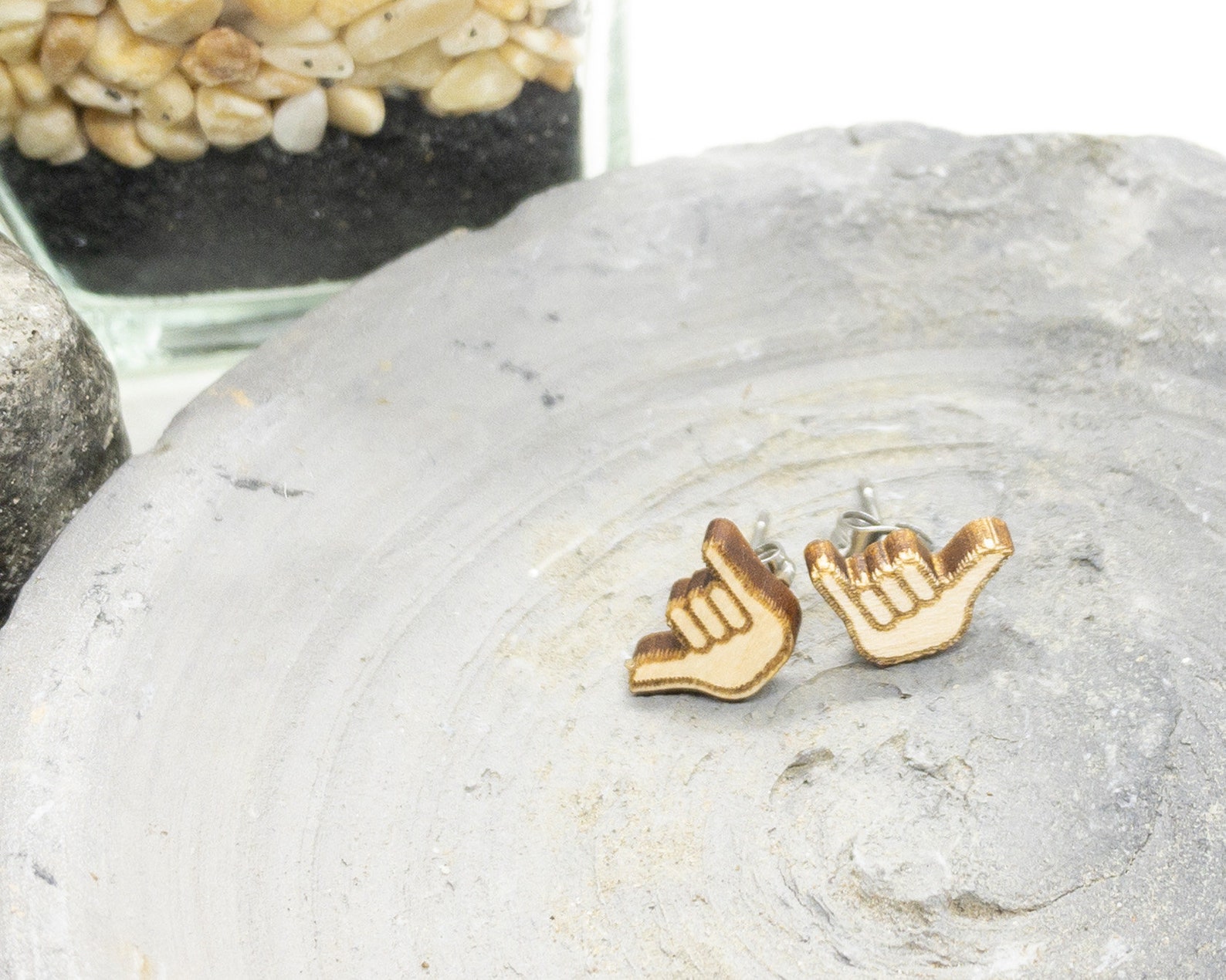 Rad hand sign Wooden Studs | Etsy