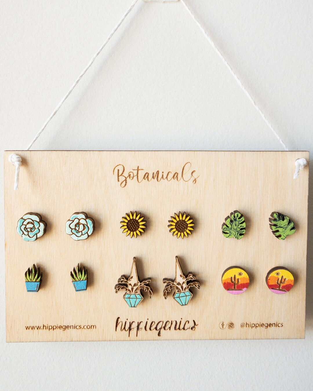 WOODEN PLANT EARRINGS Wooden Stud Earring Sunflower Earring Stud ...
