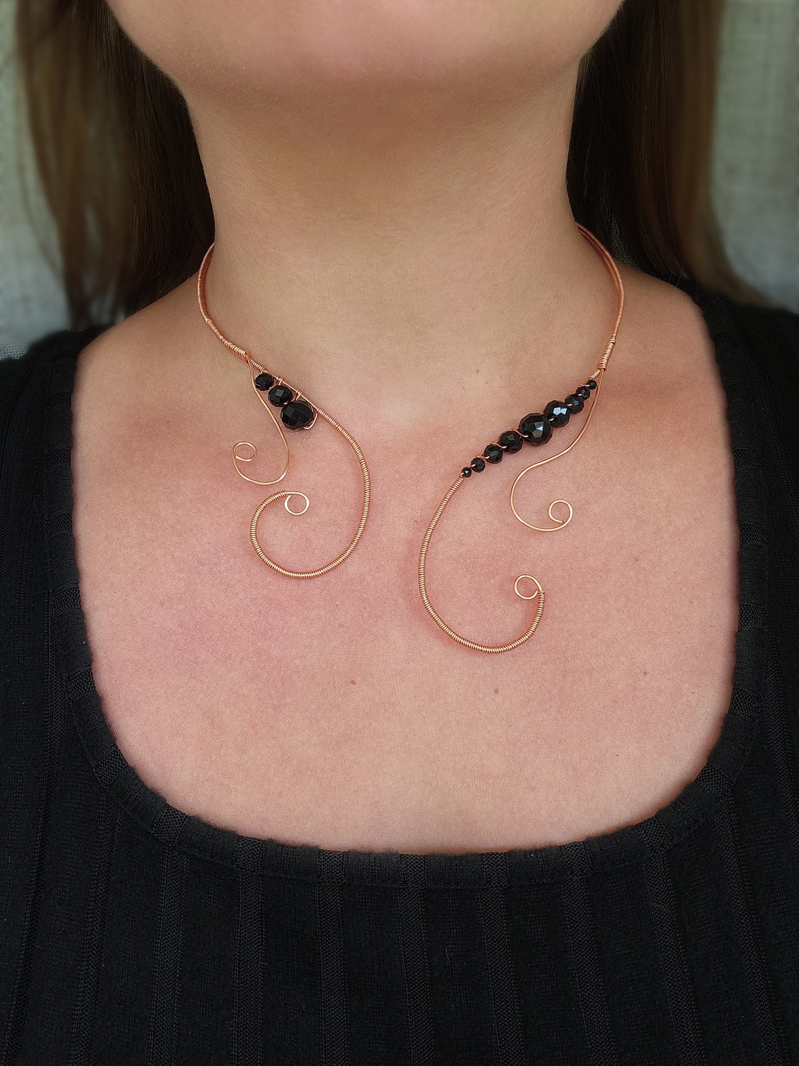 Handcrafted Wire-wrapped Copper Torc Necklace | Elvish Open Collar With ...