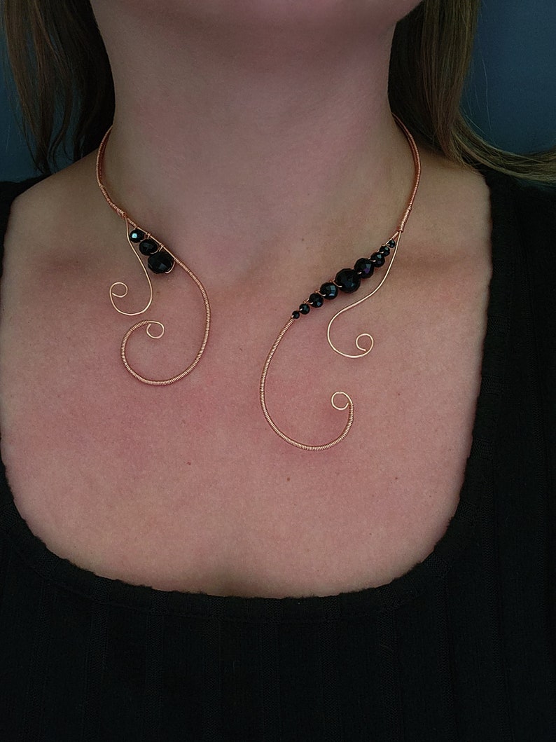 Handcrafted Wire-wrapped Copper Torc Necklace | Elvish Open Collar With ...