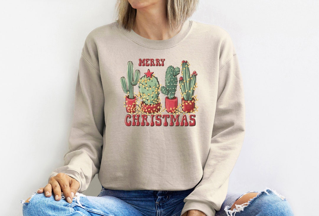 Christmas Cactus Sweater,christmas Sweatshirt,christmas Plant Mom Gift ...