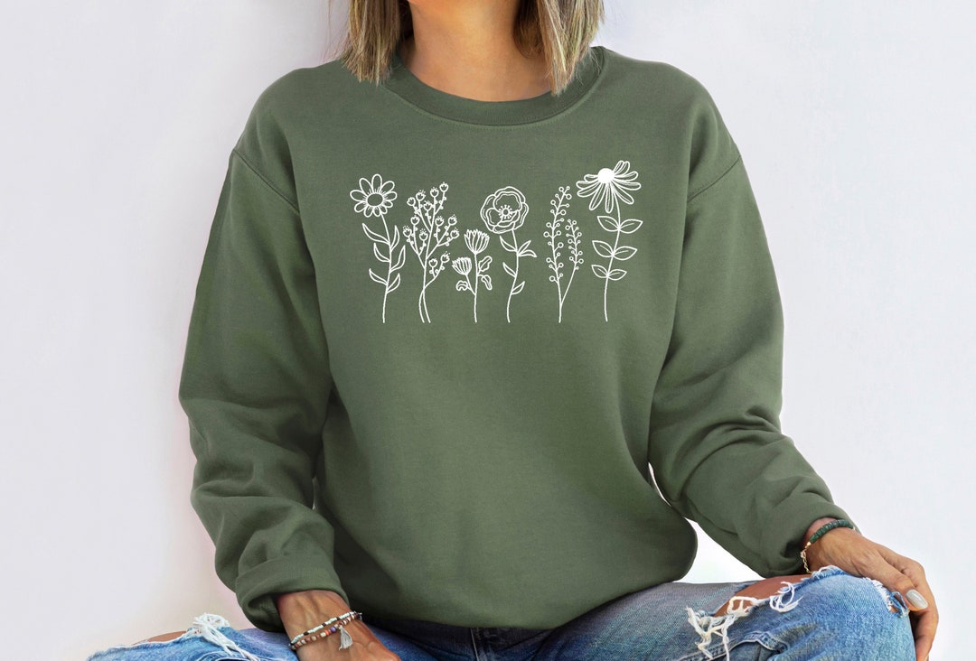 Flower Sweatshirts,gift for Her,wildflower Hoodie,floral Sweatshirt ...