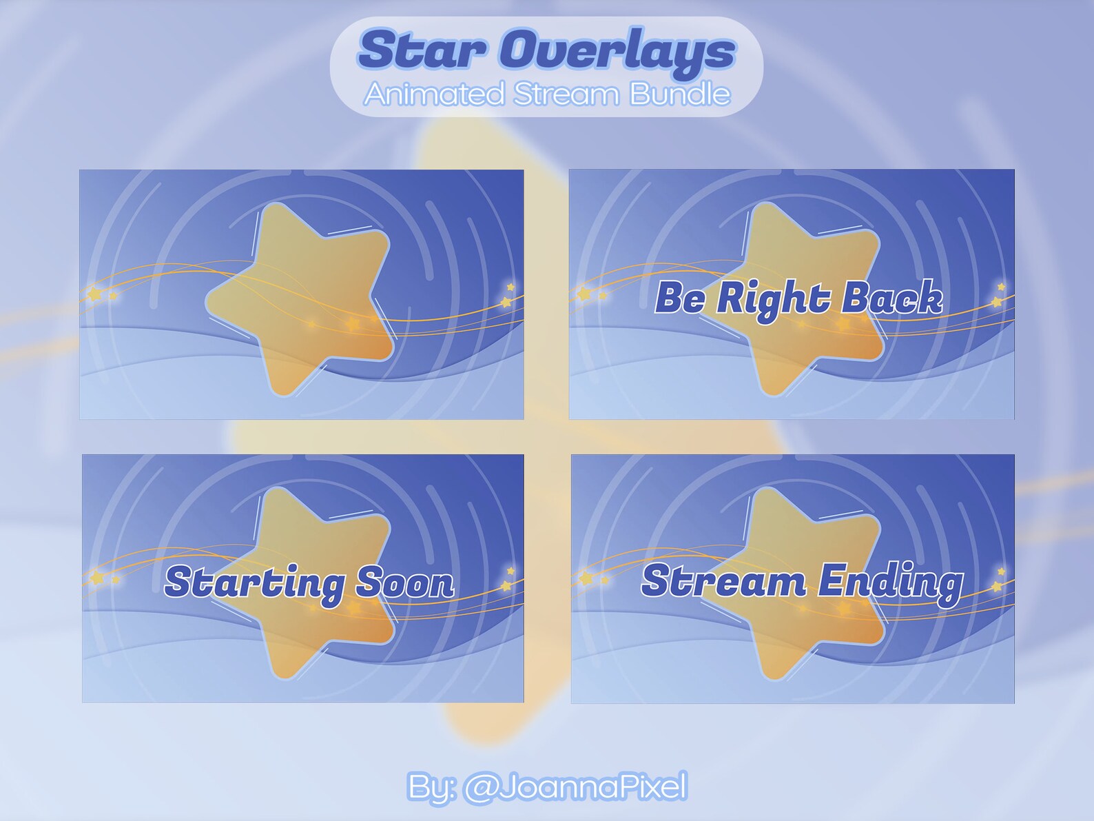 Blue Star Twitch Animated Overlay Bundle / Panels / Stinger / Animated ...