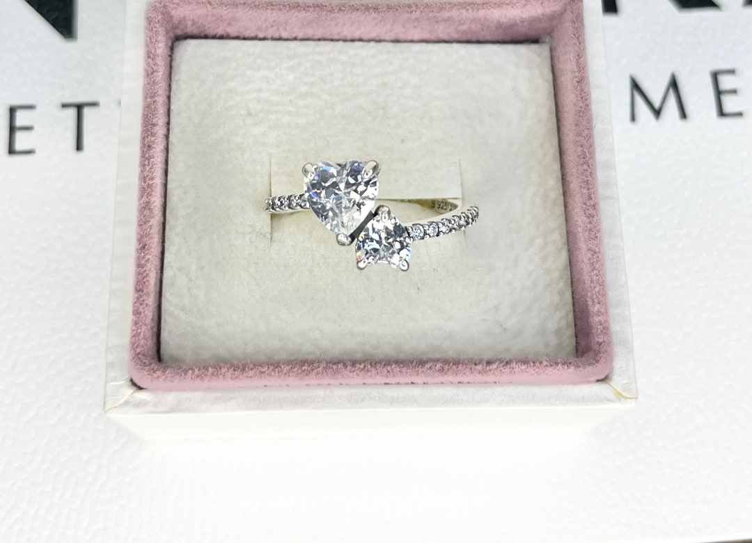 Pandora Double Heart Sparkling Ring-s925 ALE - Etsy