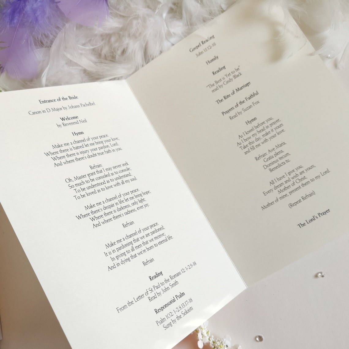 Wedding Order of Service Booklets/covers, Personalised Wedding Program ...