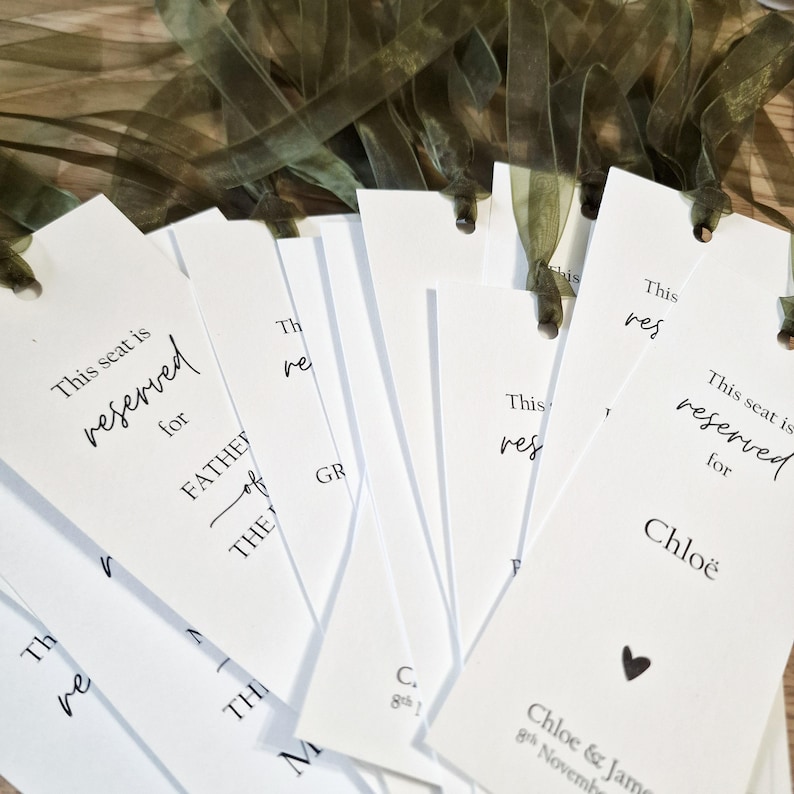 Personalised Reserved Seat Tags for Wedding, Reserved Wedding Chair ...