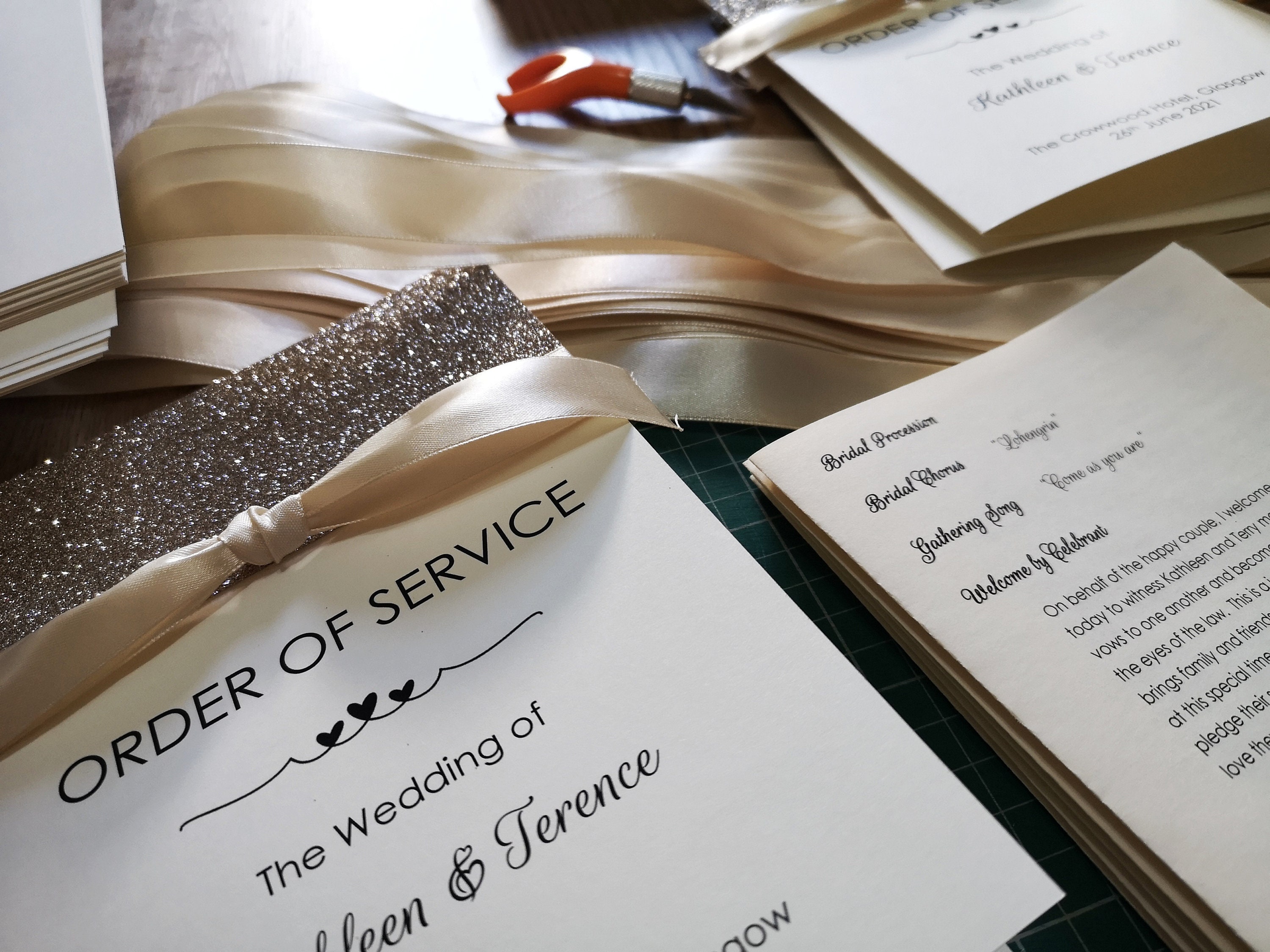 Wedding Order of Service Booklets/covers, Personalised Wedding Program ...