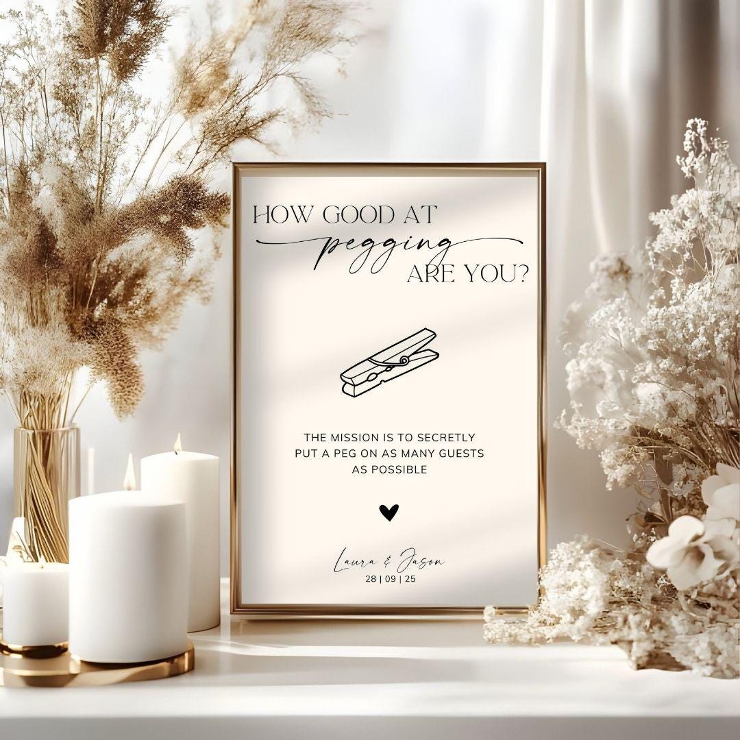 Wedding Peg Game Sign, Personalised Pegging Game Print, How Good at ...