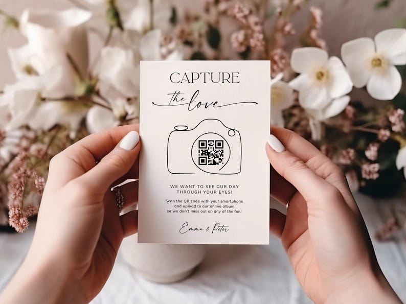 Capture the Love QR Code Sign, Wedding Photo Sign, Share the Love Sign ...