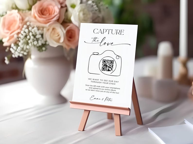Capture the Love QR Code Sign, Wedding Photo Sign, Share the Love Sign ...