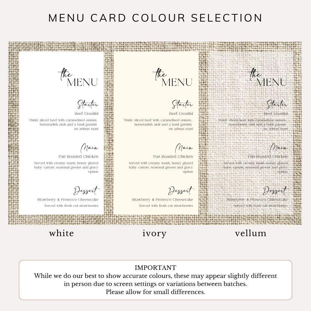 Wedding Menu With Names, Personalised Menus for Wedding Place Settings ...
