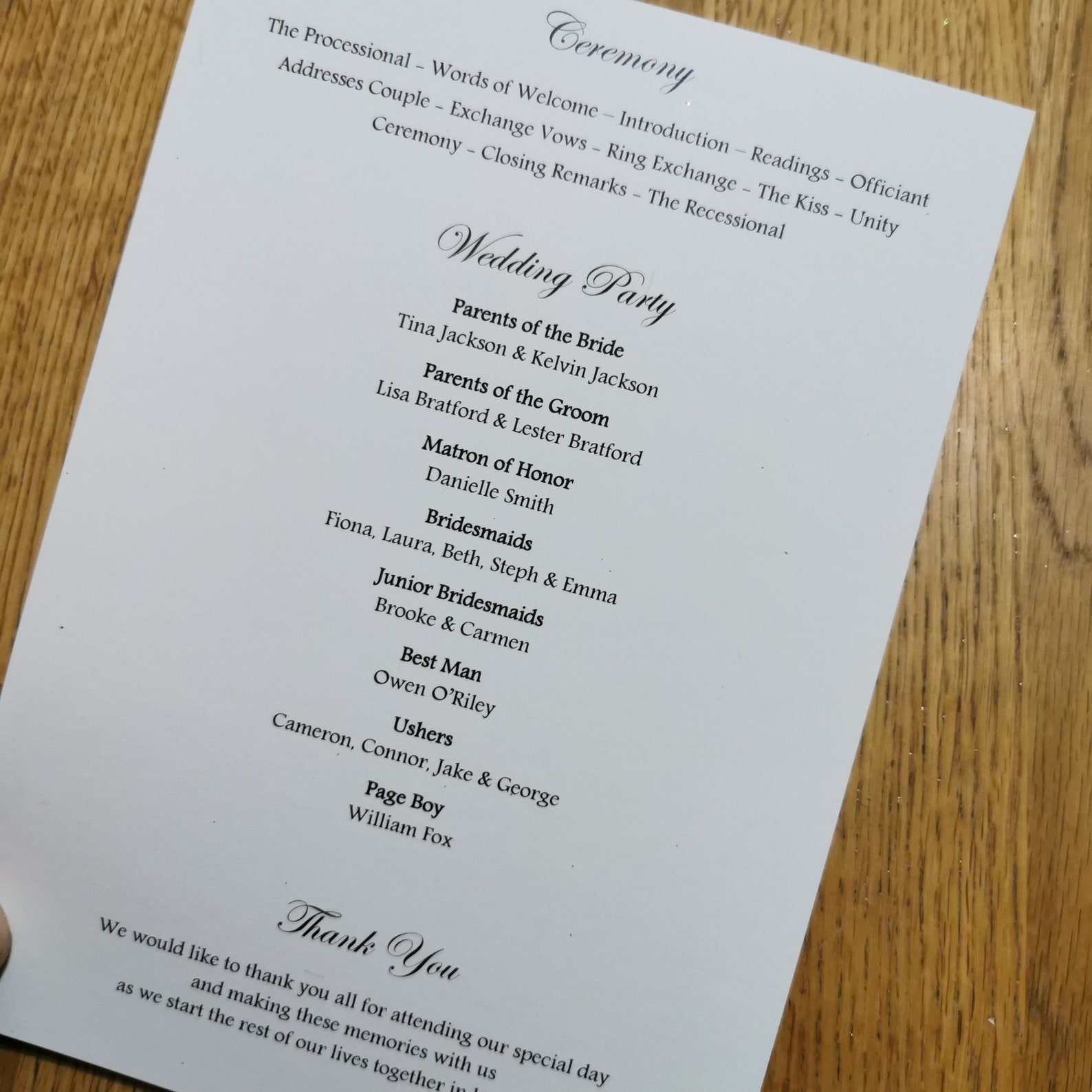 Wedding Order of Service Booklets/covers, Personalised Wedding Program ...