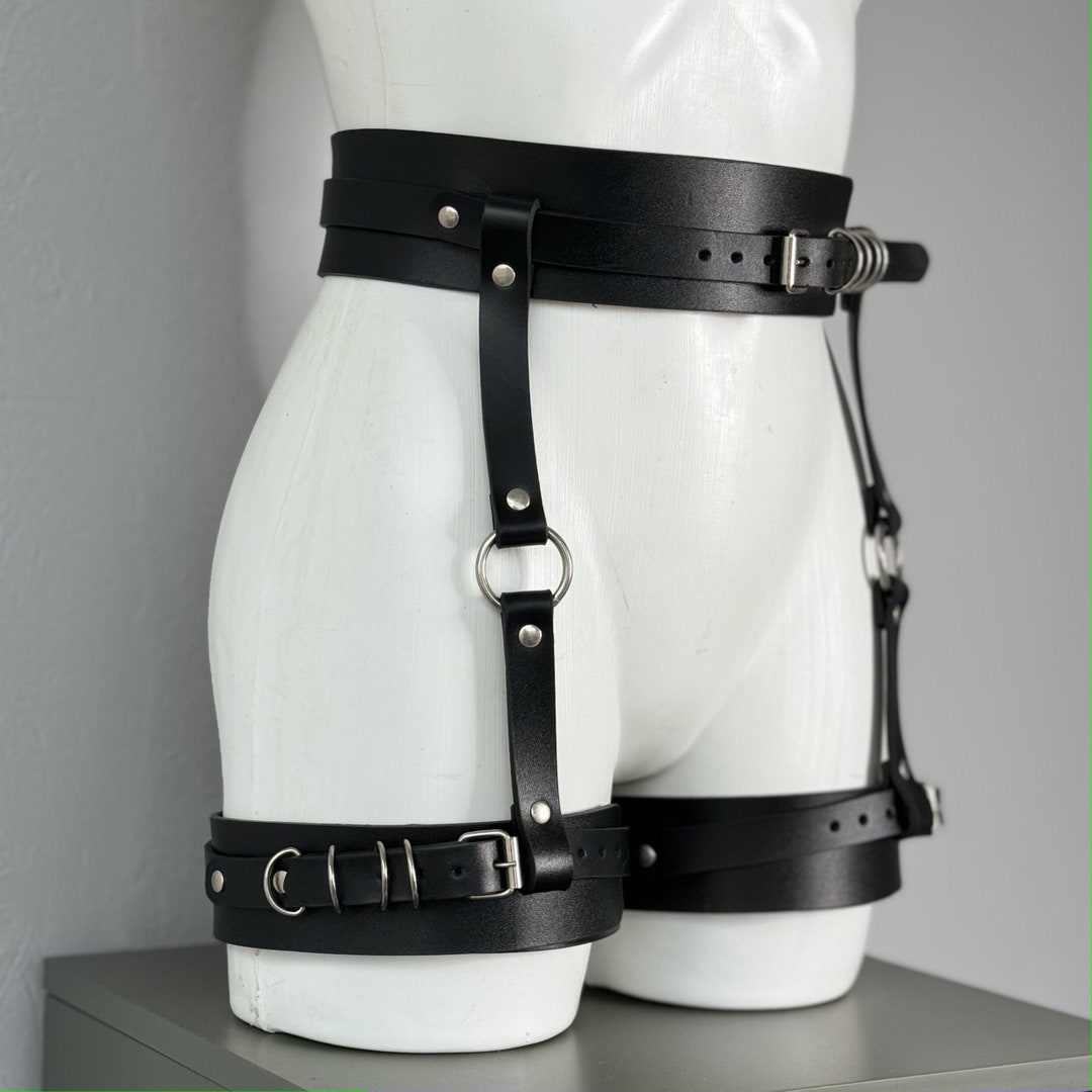 Custom Leather Lingerie, Leather Garter Belt, Leather Legs Cuffs ...