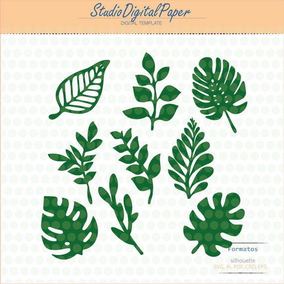9 Paper Leaves SVG Cut Files Tropical Leaves Templates - Etsy
