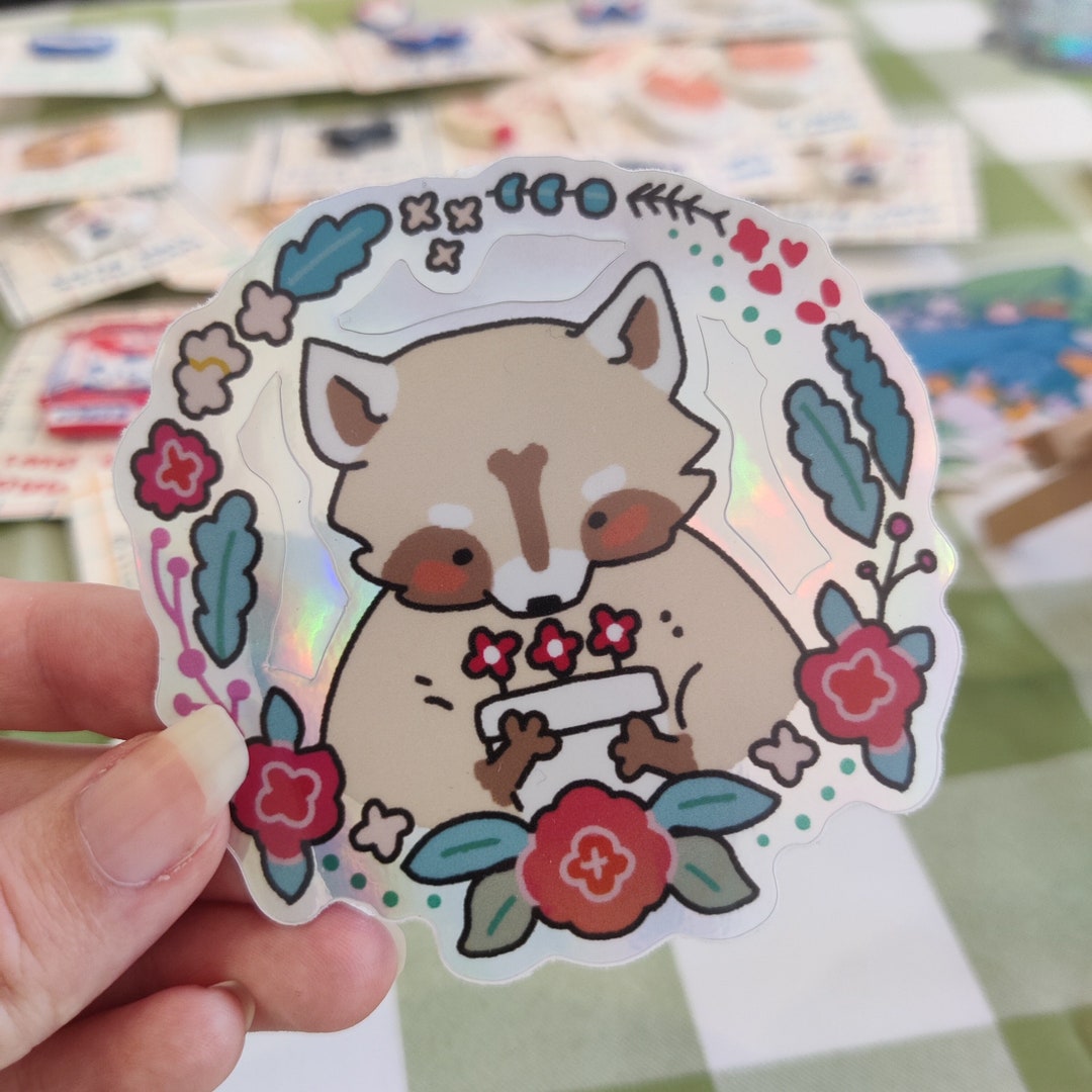 STICKER Holographic Shiny Raccoon Sticker - Etsy