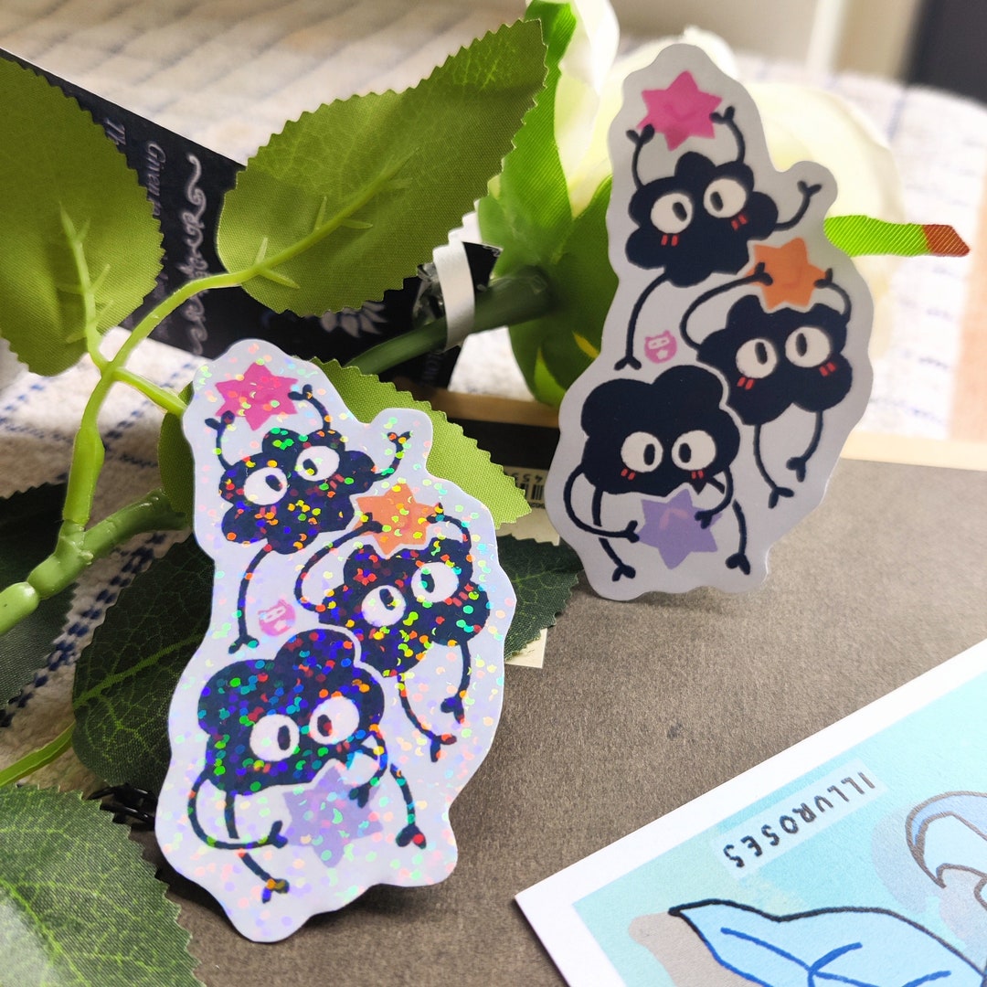 STICKER Soot Sprite Holographic Glitter Glossy Stickers - Etsy