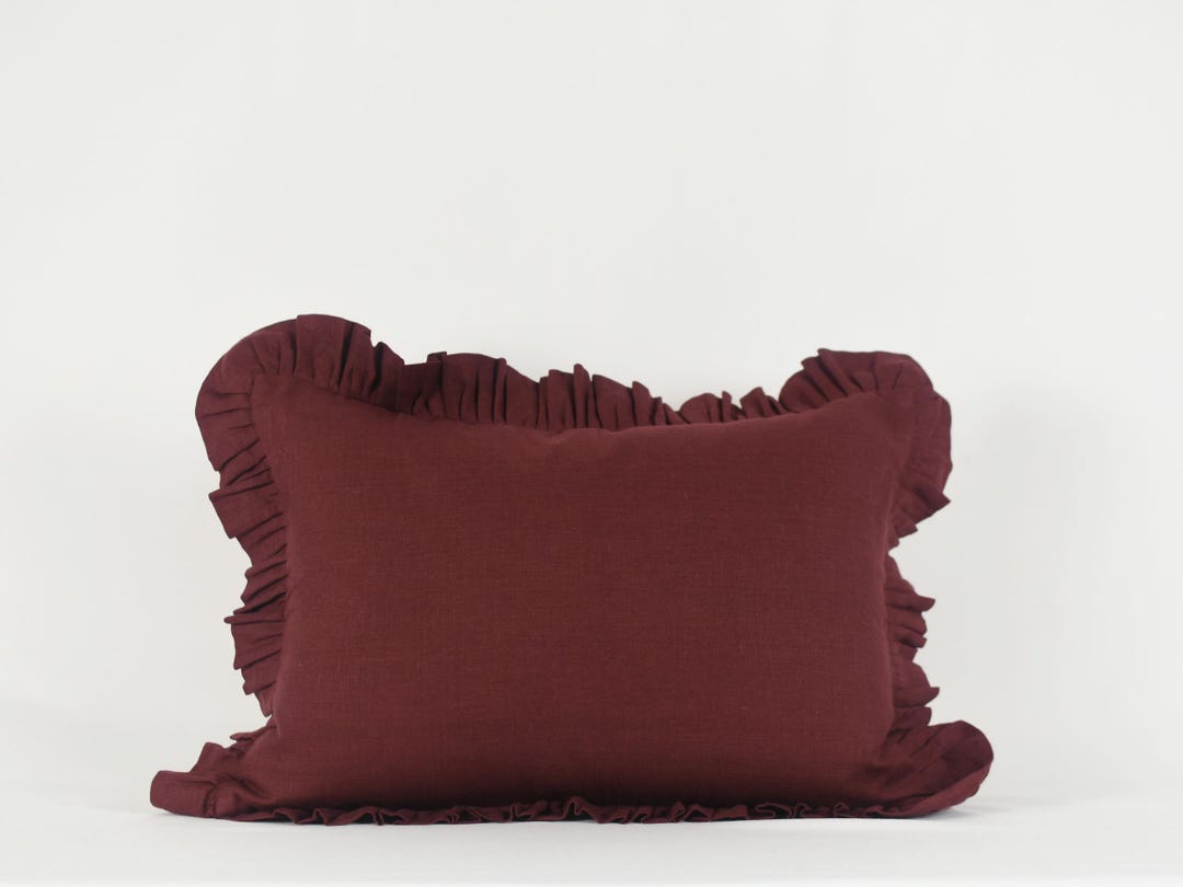 Zoonie Ruffle Pullow - Burgundy - Spring Pillow, Spring Refresh, Floral ...