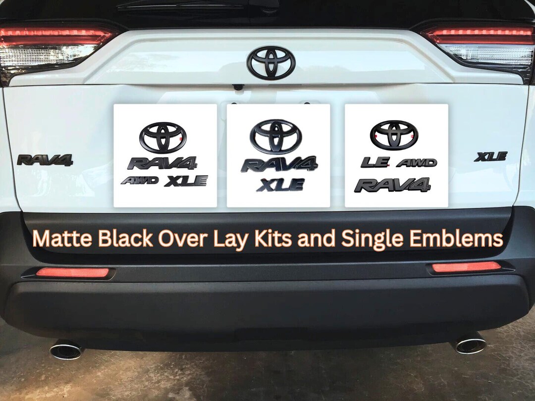 Rav 4 Matte Black Rear Emblem Overlay Kits Midnight Edition 2019 - 2025 ...
