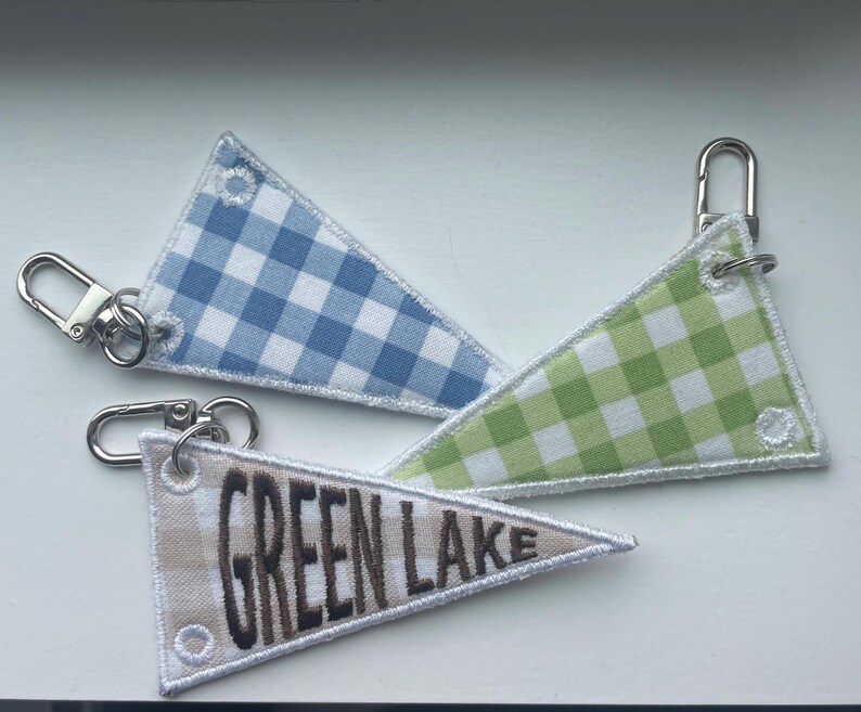 Embroidered Bag Tag Pennant Keychain With Personalization - Etsy