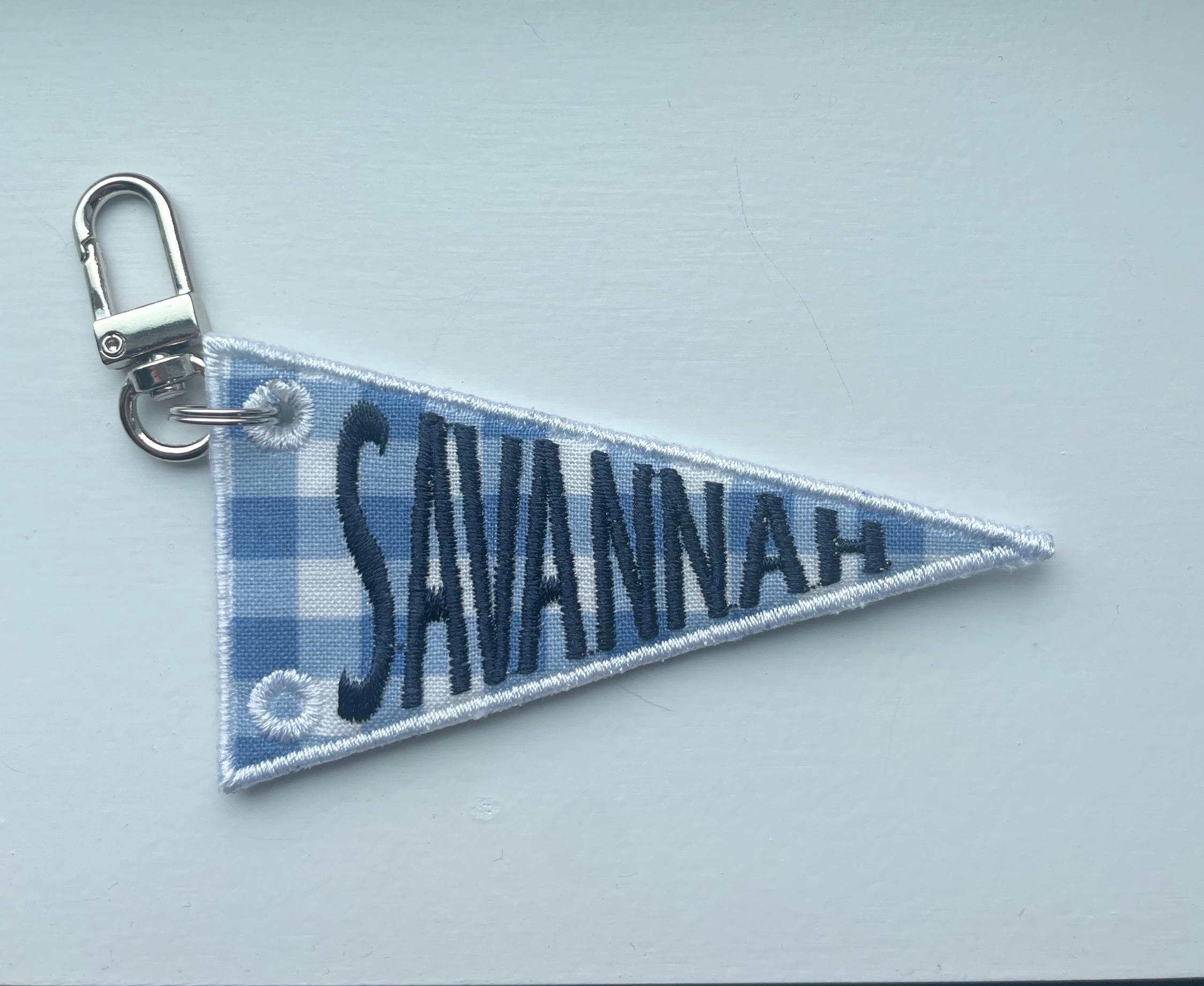 Embroidered Bag Tag Pennant Keychain With Personalization - Etsy