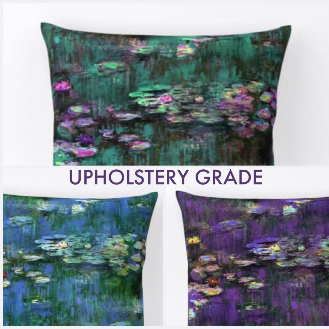 Claude Monet Water Lilies Pillows Green, Purple and Blue Impressionism ...