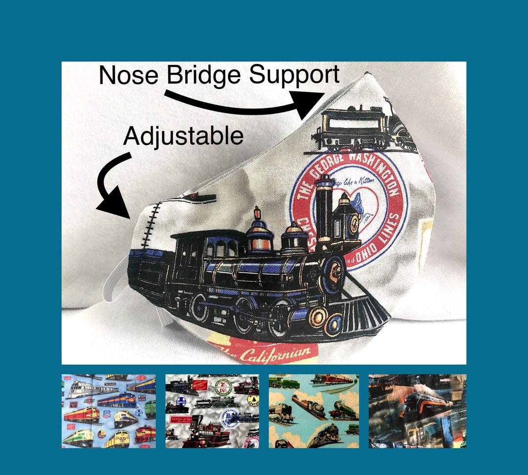 Train Face Mask Kids and Adults With Nose Wire Bridge - Etsy