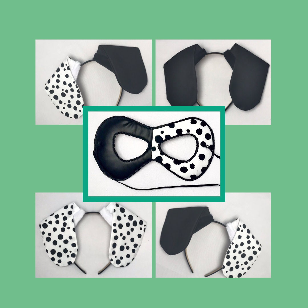Dalmatian Patch Eye Mask and or Ears Headband Masquerade Kids, Adults ...