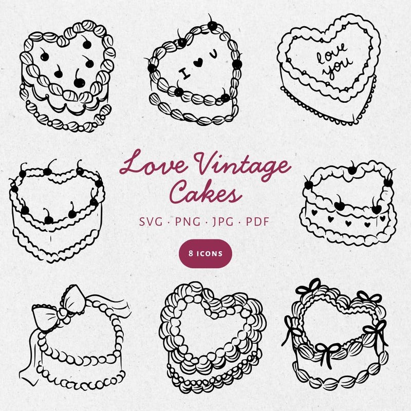 Outline Drawing Dessert - Etsy Australia