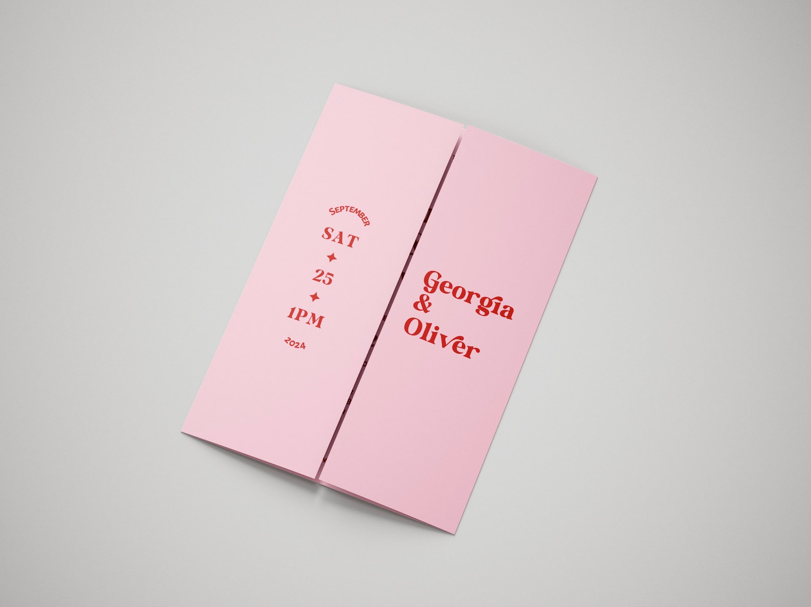 Pink Retro Wedding Gatefold Invitation With Details and Timeline ...