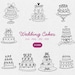 Hand Drawn Wedding Cakes Illustration Set Bundle, SVG PNG JPG, Icon Black & White, Clipart ...