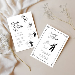 Hand Drawn Wedding Dance Illustration Bundle Set, SVG PNG JPG, Icon Black & White, Clipart ...