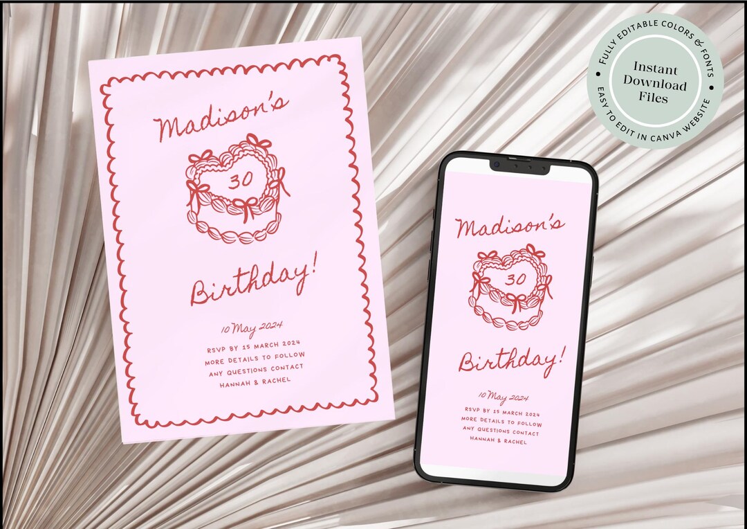 Birthday Party Invitation Mobile Phone A4, A5, A6 Template ...