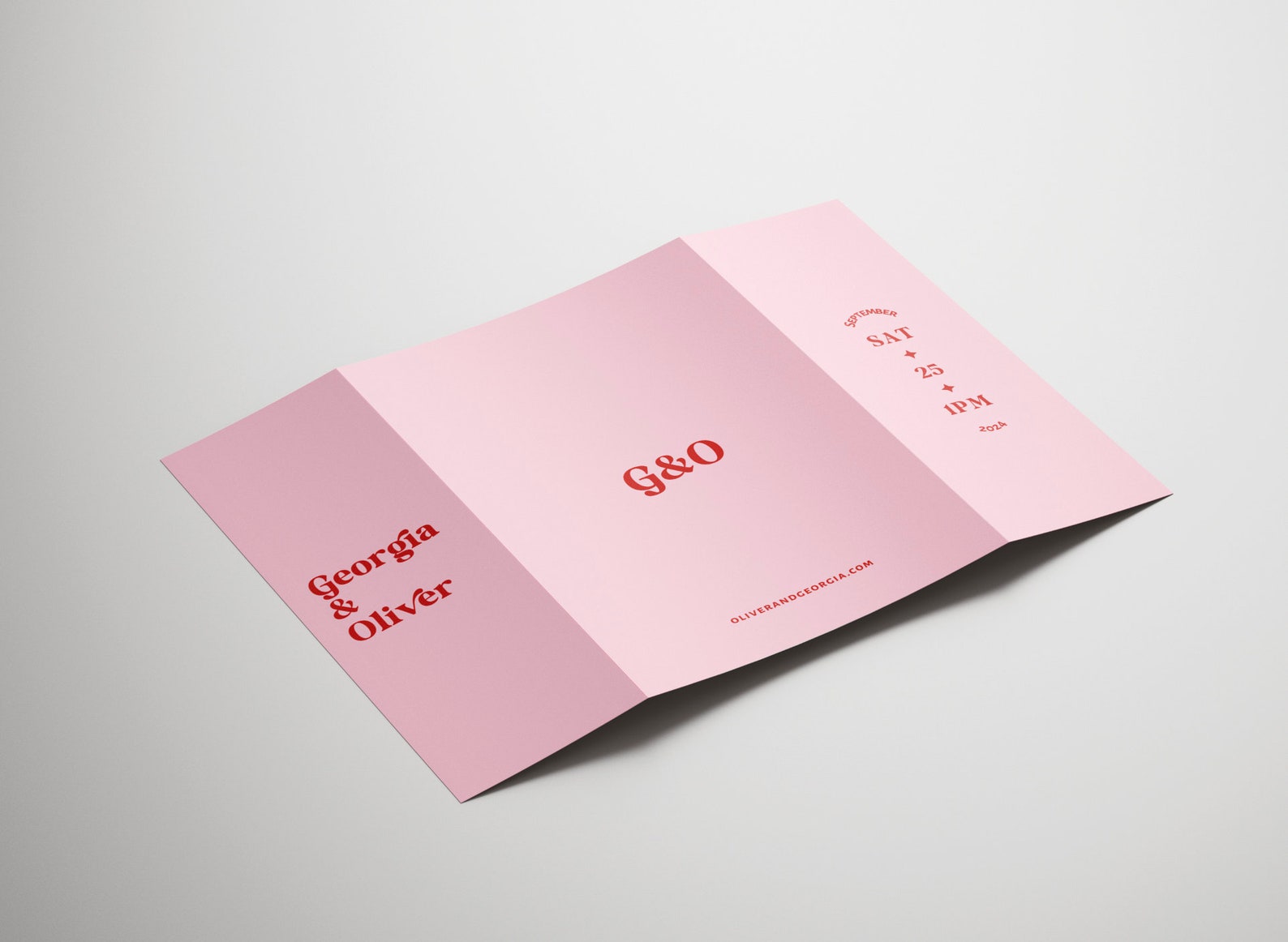 Pink Retro Wedding Gatefold Invitation With Details and Timeline ...