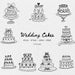 Hand Drawn Wedding Cakes Illustration Set Bundle, SVG PNG JPG, Icon Black & White, Clipart ...