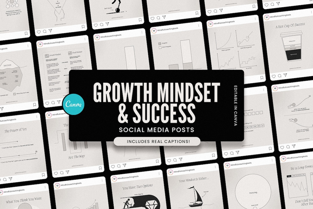 Growth Mindset Instagram Posts for Canva / Success Instagram Templates ...
