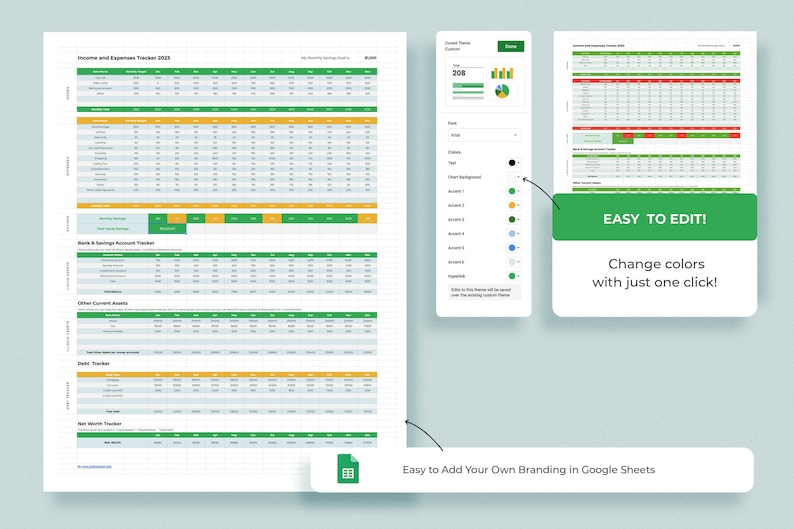 Personal Finance Dashboard for Google Sheets / Editable Savings Tracker ...