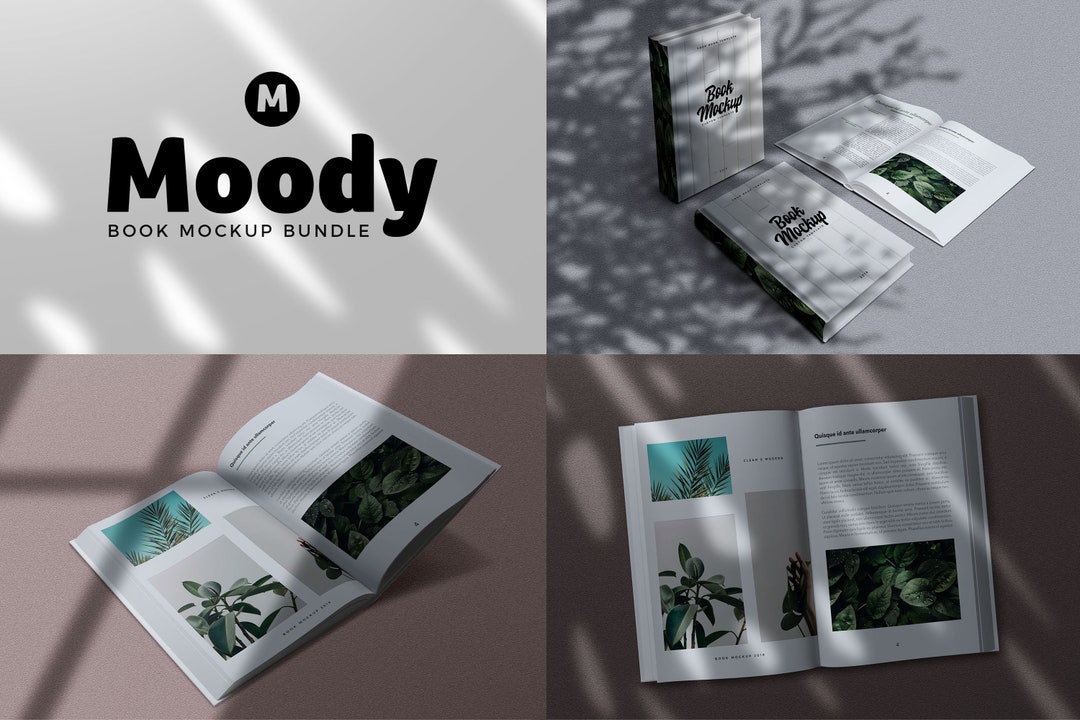 Moody Modern Book Mockup Bundle - 8 Premade Book Mockup Collection ...