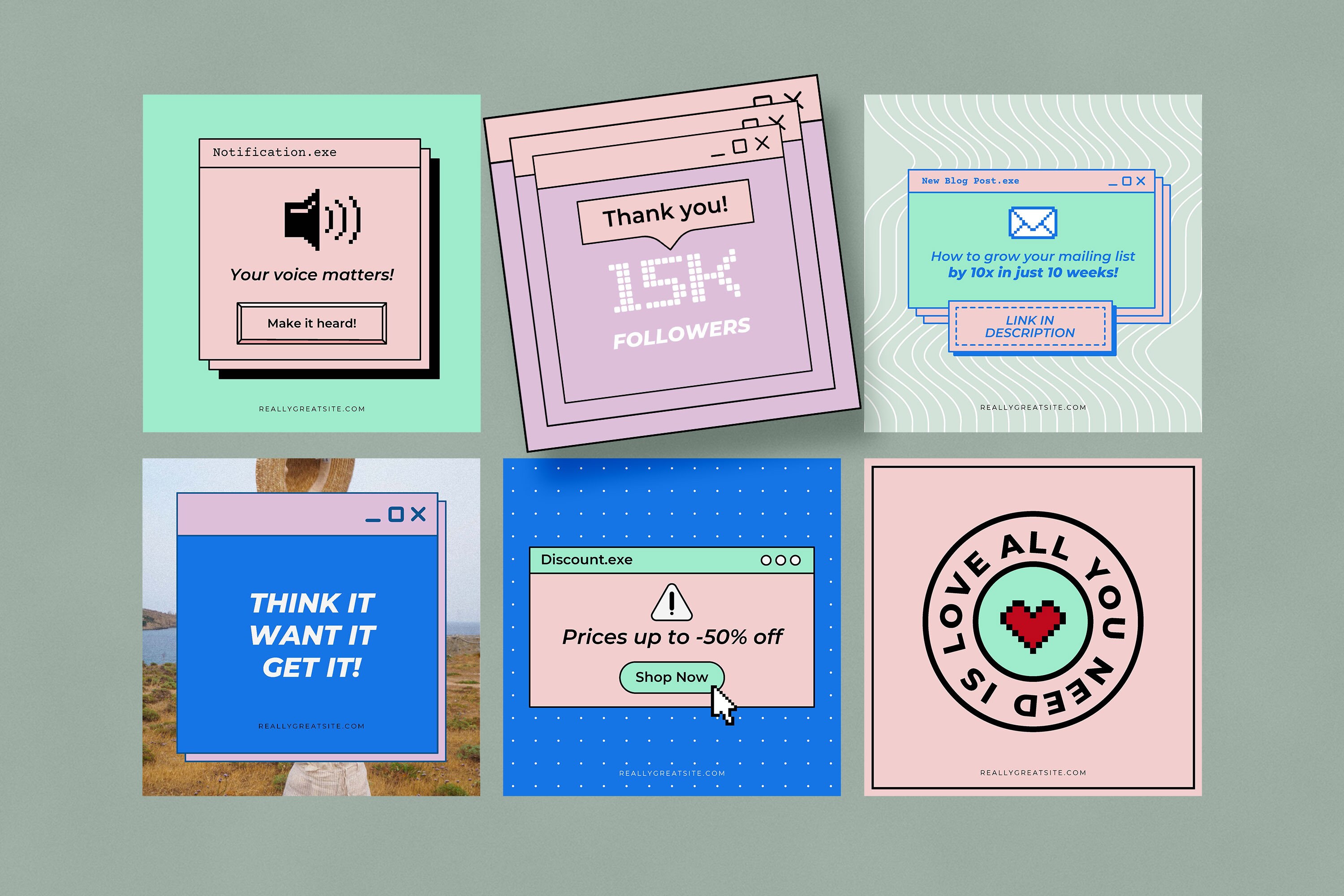 Retro Computer Instagram Templates / CANVA Social Media | Etsy